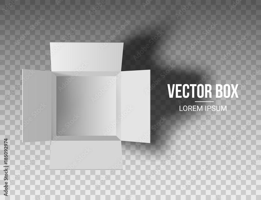 Open white box on a transparent background. Top view. Vector ...