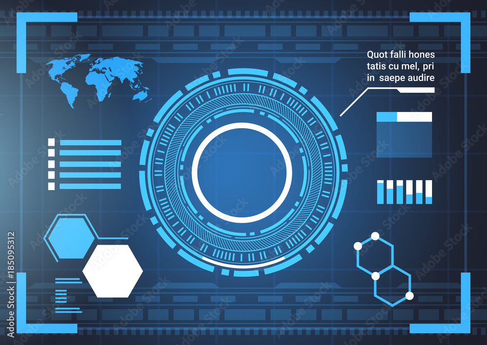 Set Of Computer Futuristic Infographic Elements And World Map Tech ...