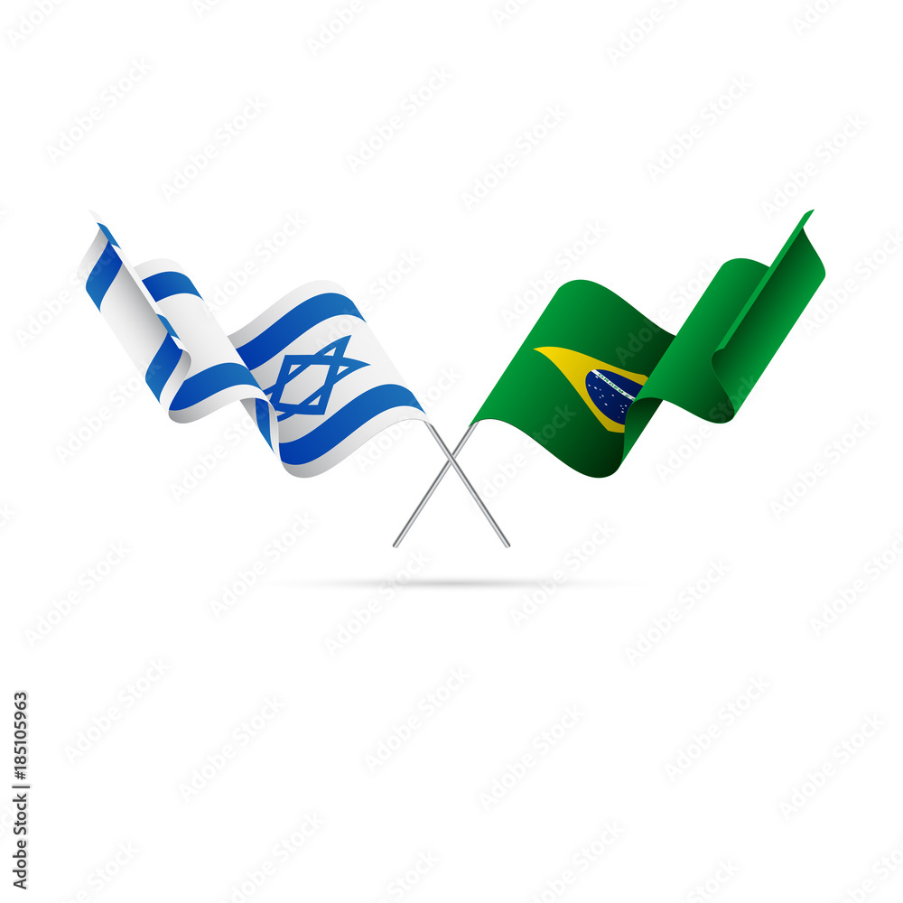Israel and Brazil flags crossed. Vector illustration. Stock Vector ...
