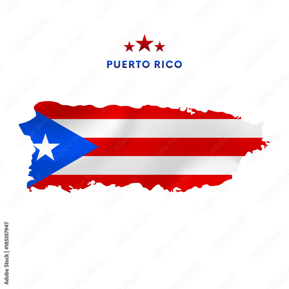 Puerto Rico map with waving flag. Vector illustration. Stock Vector ...
