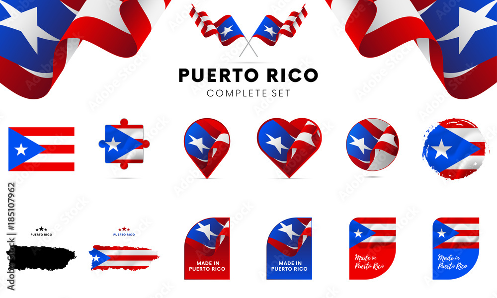 Puerto Rico complete set. Vector illustration. Stock Vector | Adobe Stock