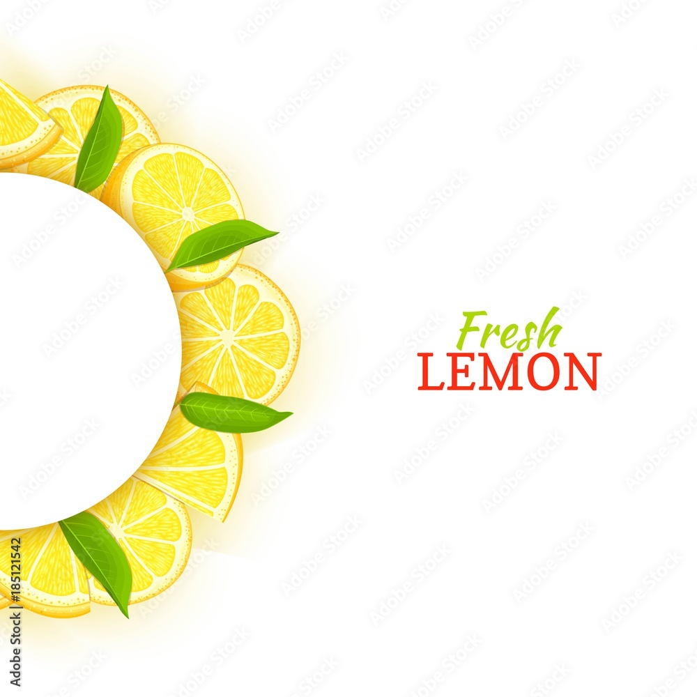 Semicircle white frame composed of delicious tropical lemon. Vector ...