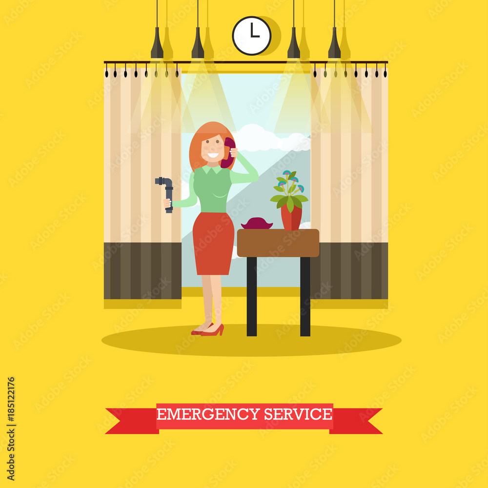 Emergency service concept vector illustration in flat style Stock ...