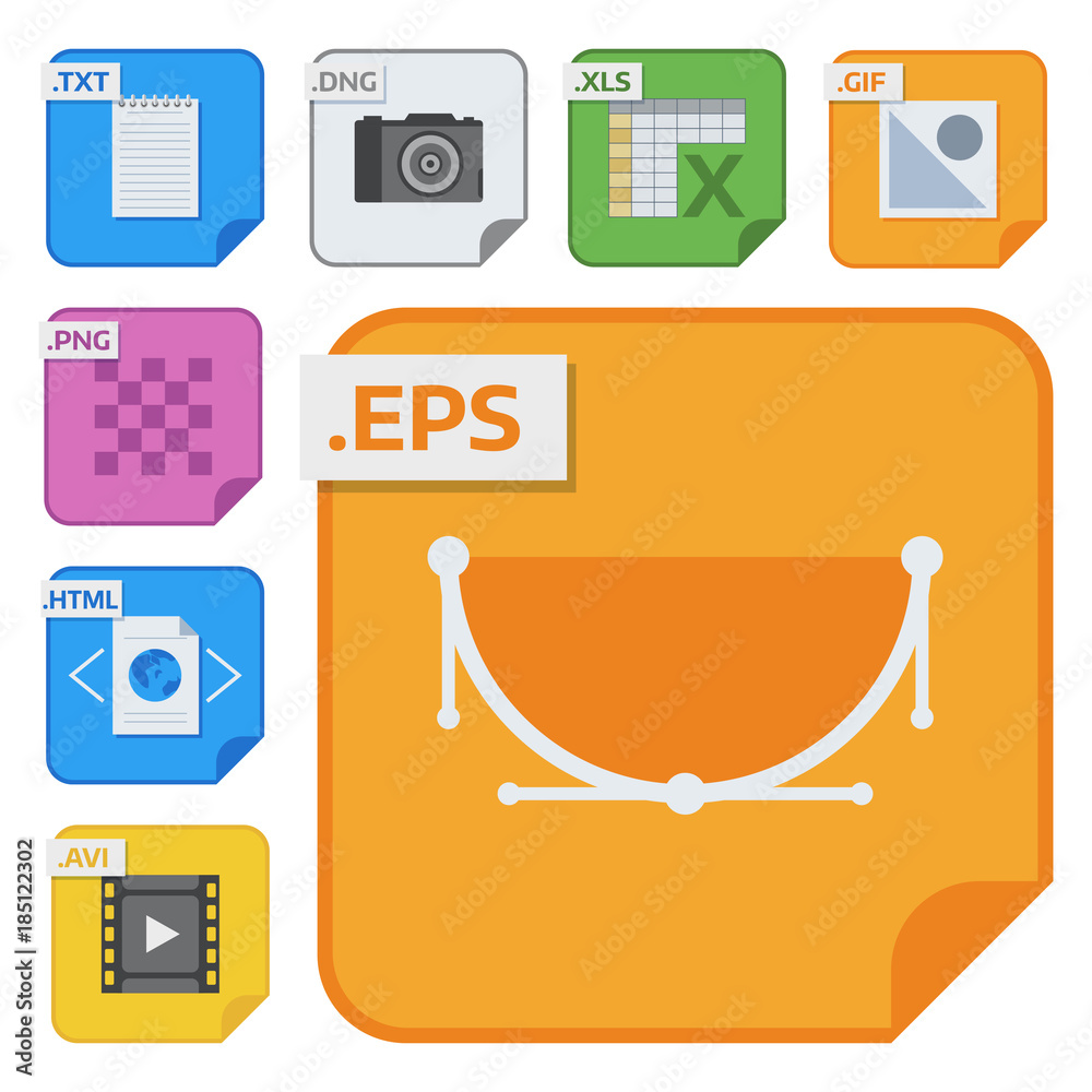 File types vector icons and formats labels file system icons ...