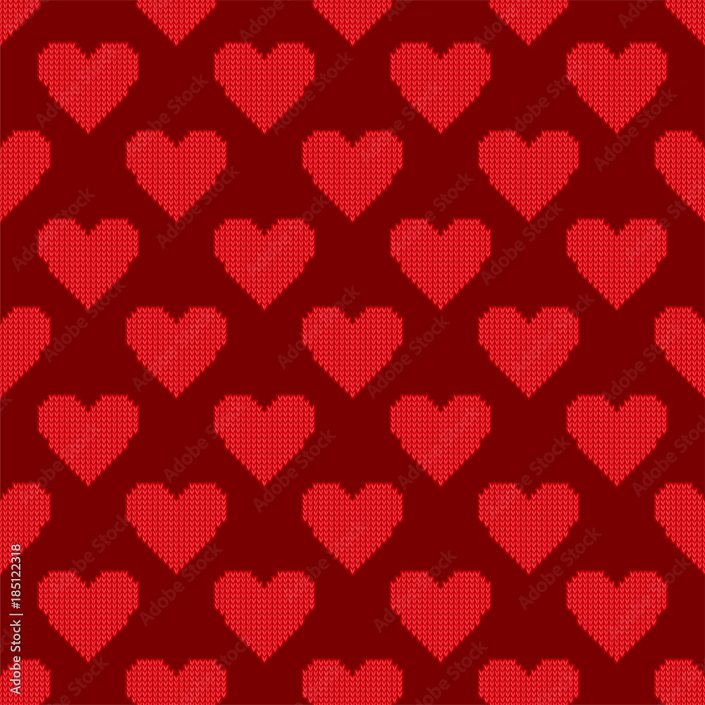 Simple red heart sharp vector seamless pattern background pink color ...