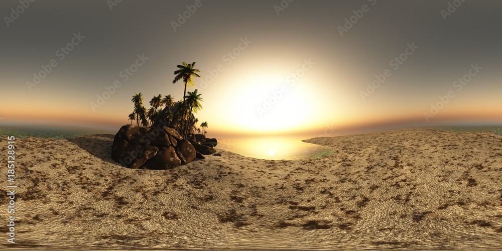 panoramia of tropical beach. made with one 360 degree lense. ready for ...