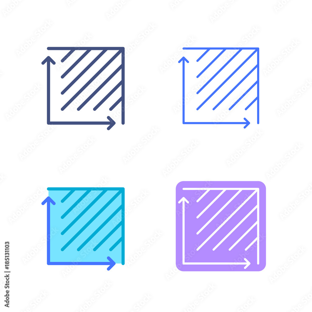 Area concept linear symbols. Square and acreage line symbols and ...