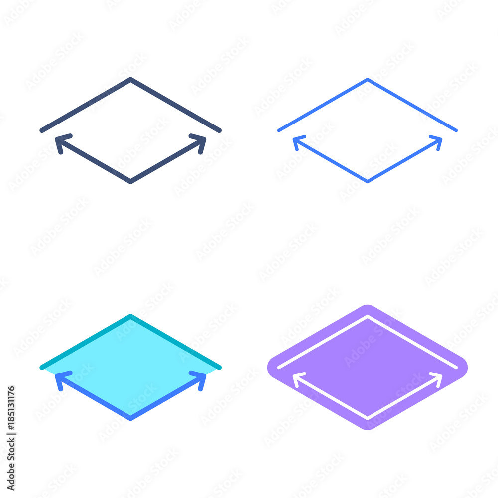 Square concept linear symbols. Area and acreage line symbols and ...