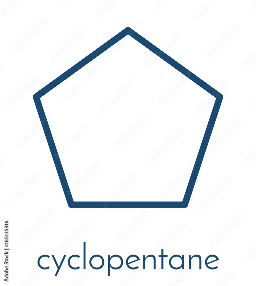 Cyclopentane cycloalkane molecule. Used in refrigerators and freezers ...