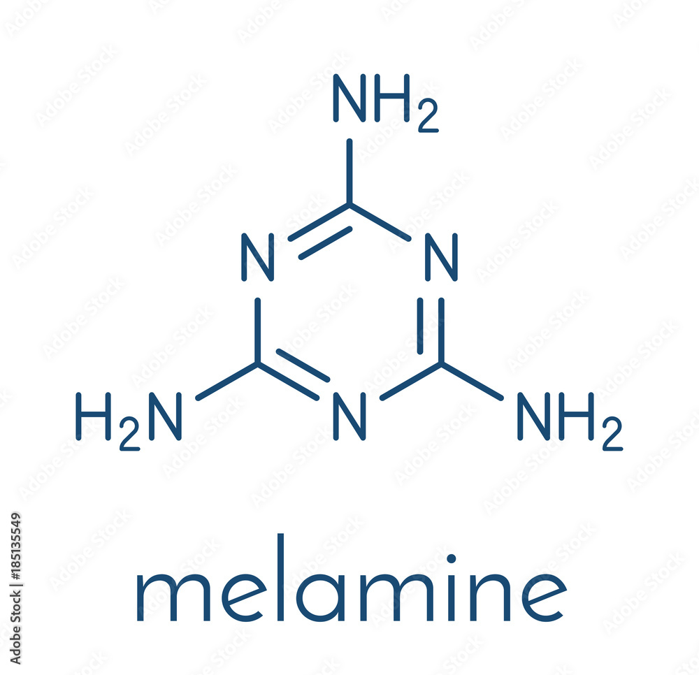 Melamine molecule. Used in protein adulteration, e.g. in milk powder ...