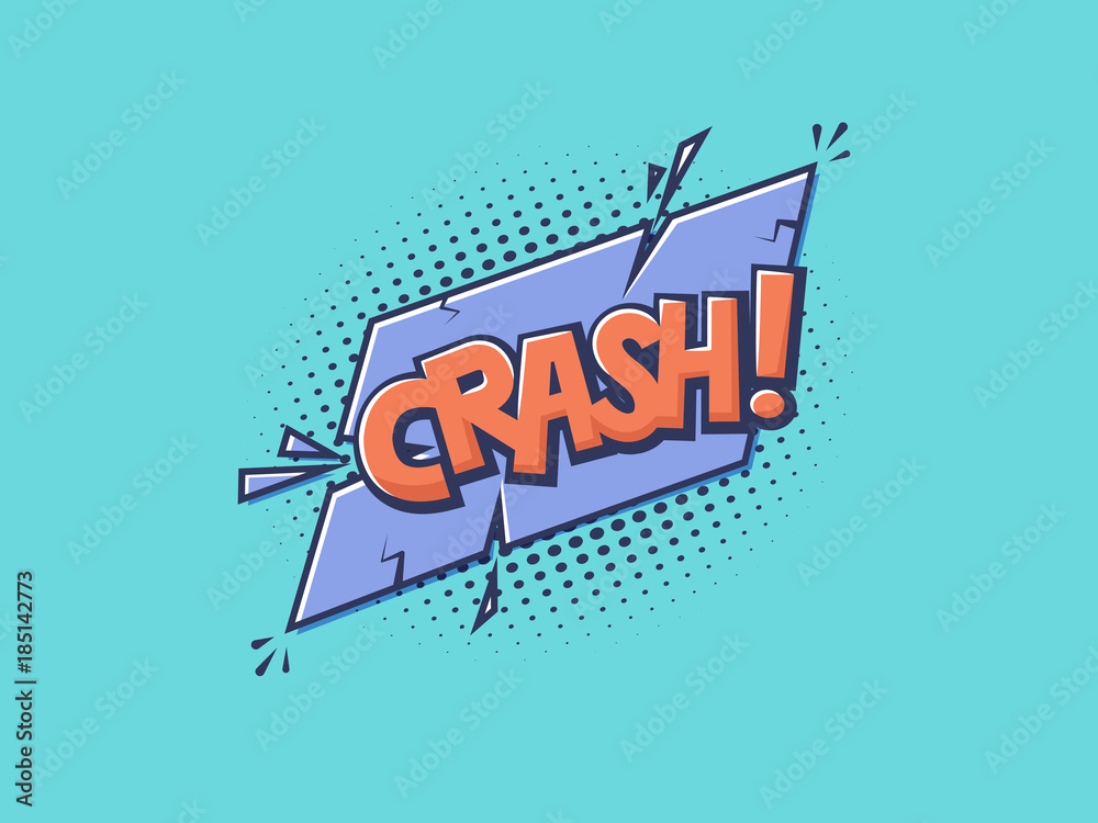 Crash comic text in pop art technicolor style vector illustration Stock ...