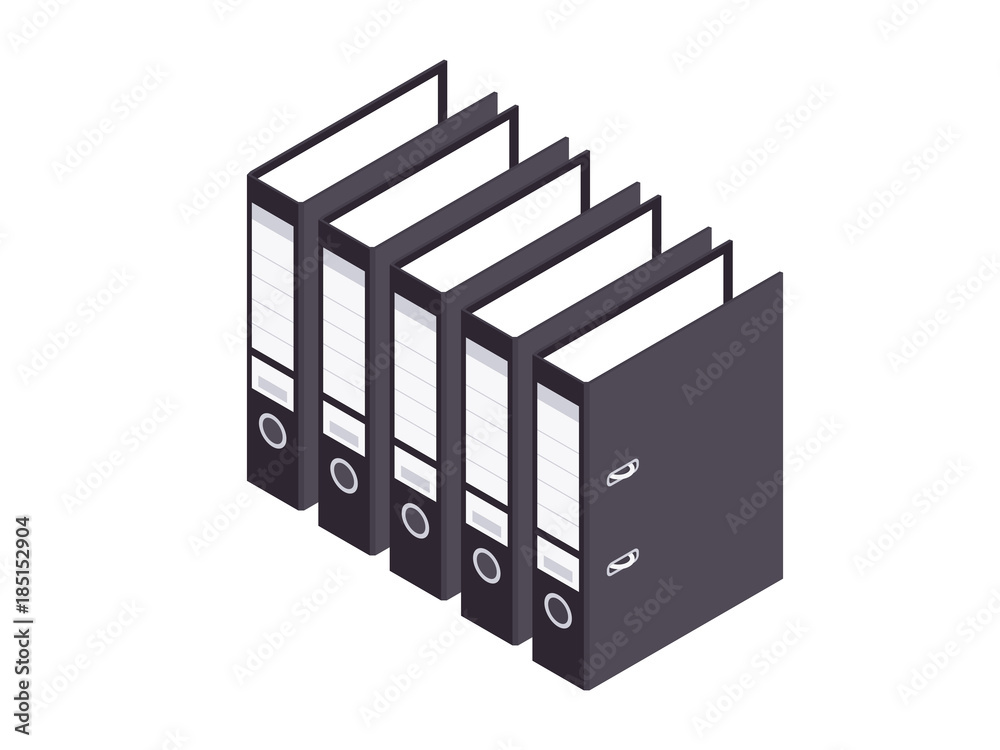 Isometric office ring binders isolated on white. Vector illustration ...