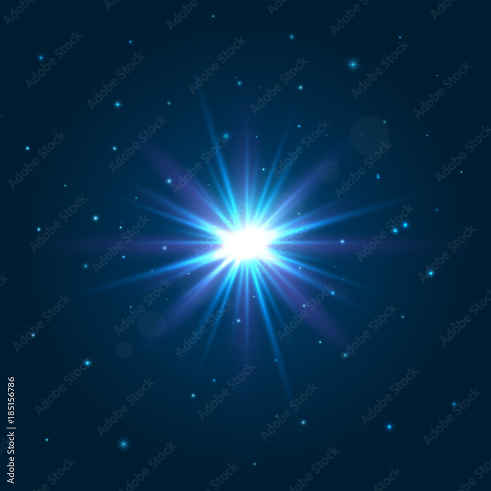 Shining star. Explosion light effect. Lens flare. Vector illustration ...