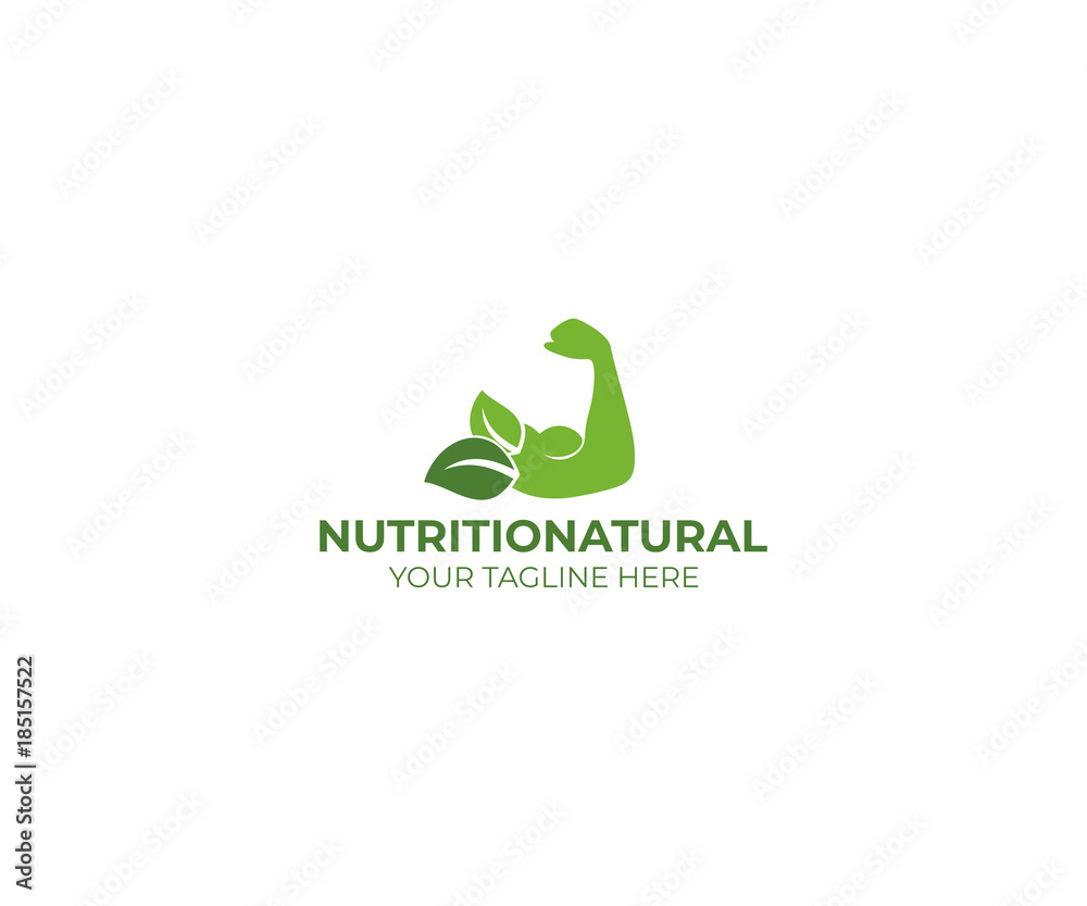 Natural Nutrition Logo Template. Muscles Vector Design. Gym ...
