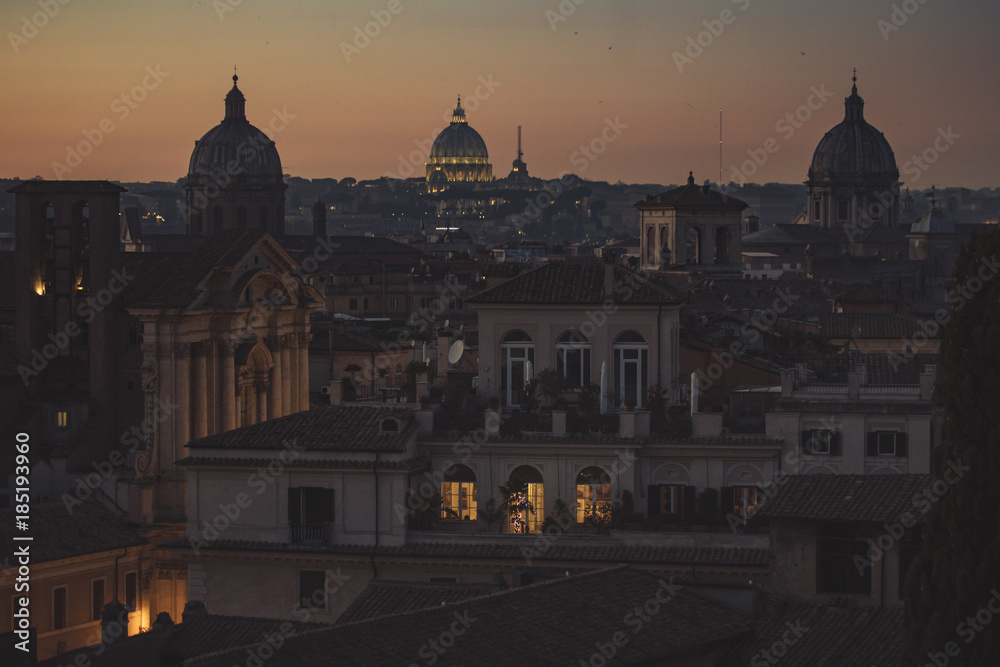 Rome skyline at night Stock Photo | Adobe Stock