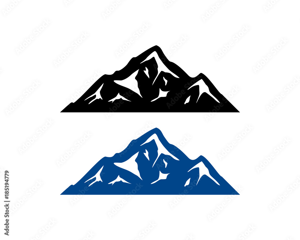 Black and Blue Mountain Symbol Logo Vector Stock Vector | Adobe Stock