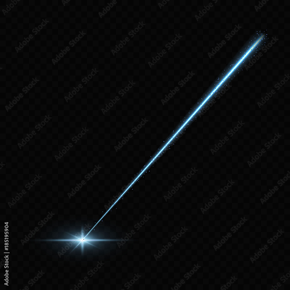 Laser beam. Light flash with sparkling ray on transparent background ...