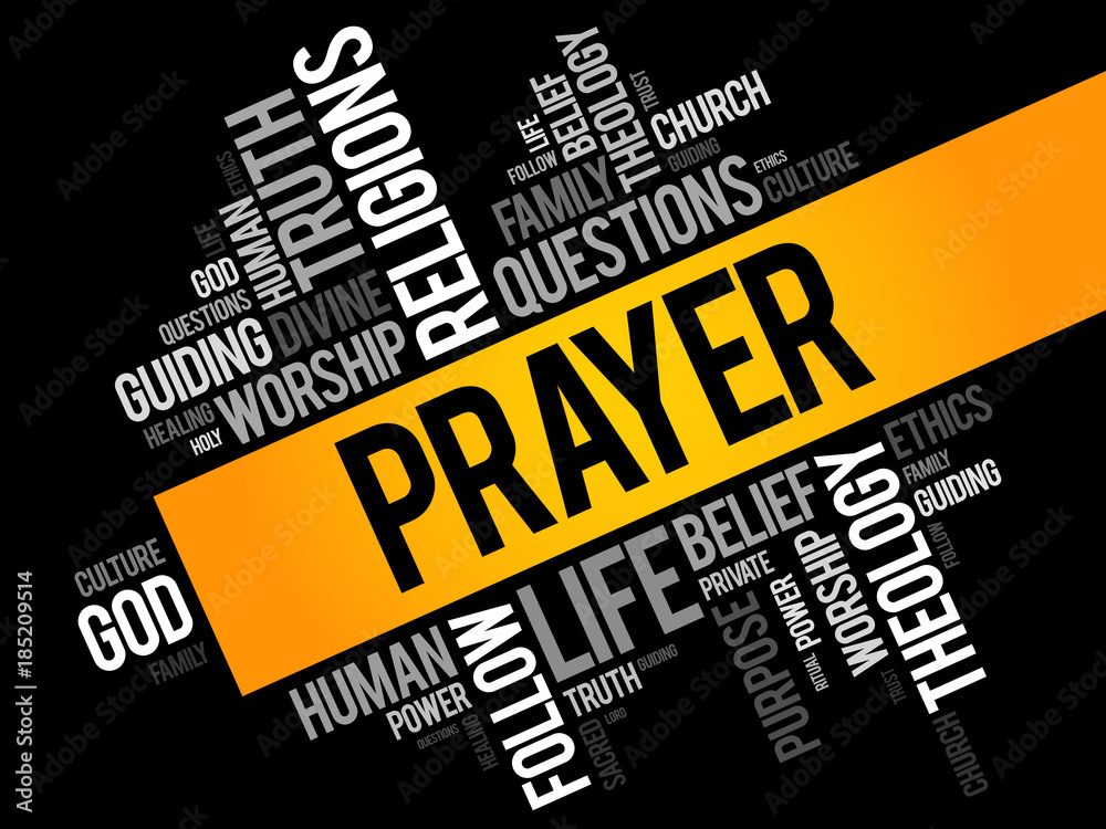 Prayer word cloud collage, religion concept background Stock Vector ...