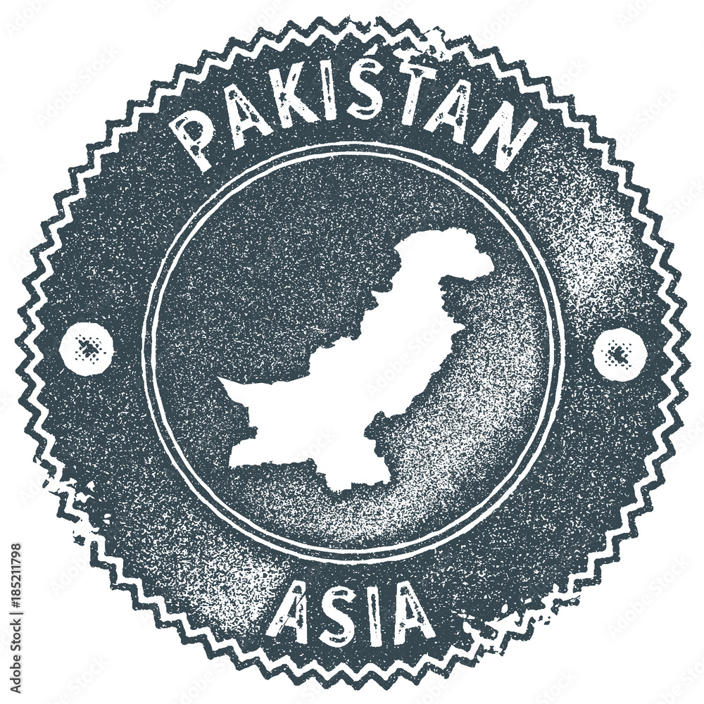 Pakistan map vintage stamp. Retro style handmade label, badge or ...