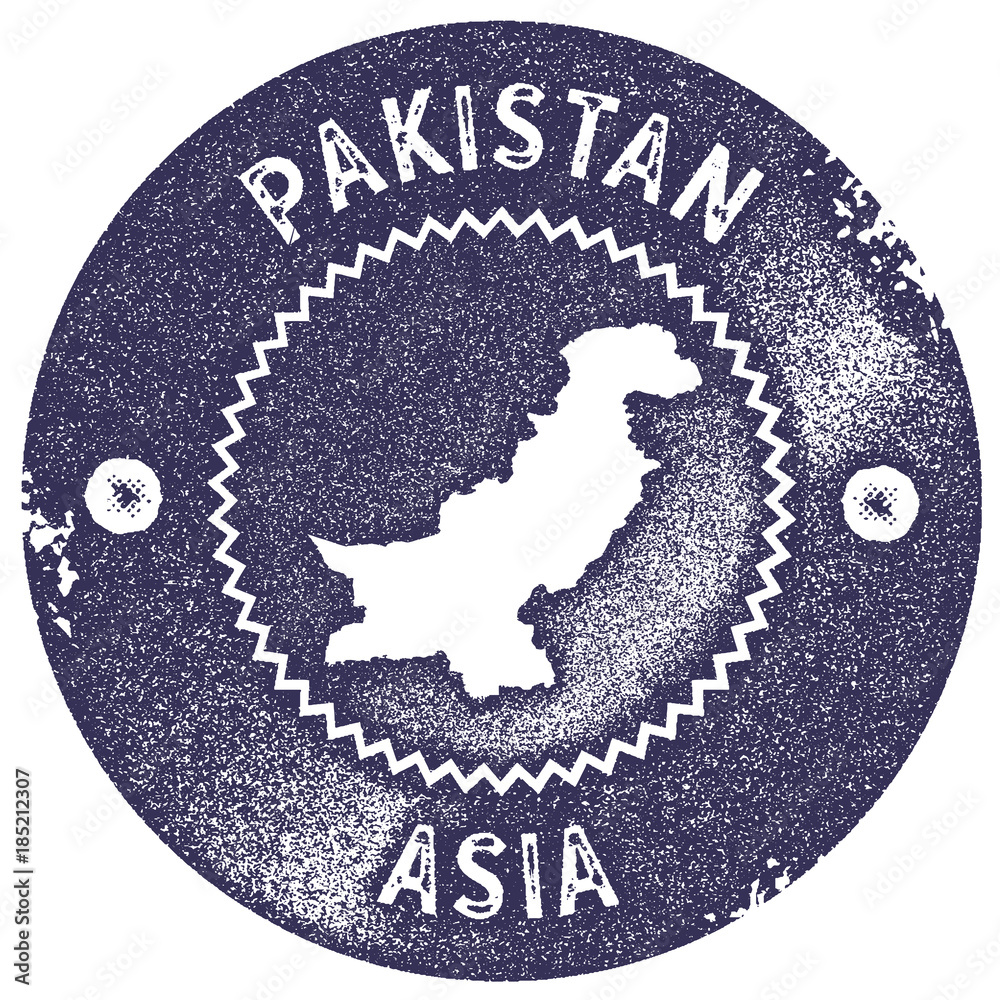 Pakistan map vintage stamp. Retro style handmade label, badge or ...