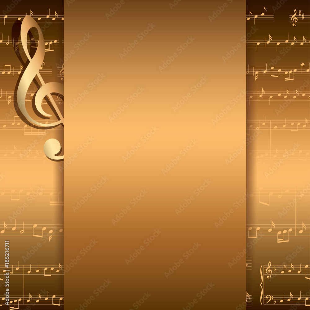 dark gold background with music notes - vector musical flyer Stock ...