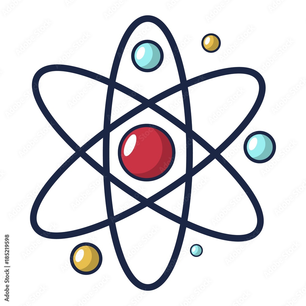 Atom icon, cartoon style Stock Vector | Adobe Stock