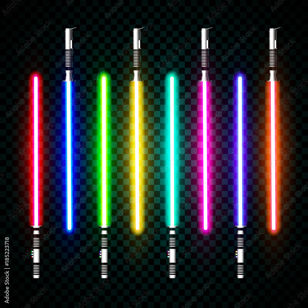 neon light swords. crossed light sabers, flash and sparkles. Vector ...