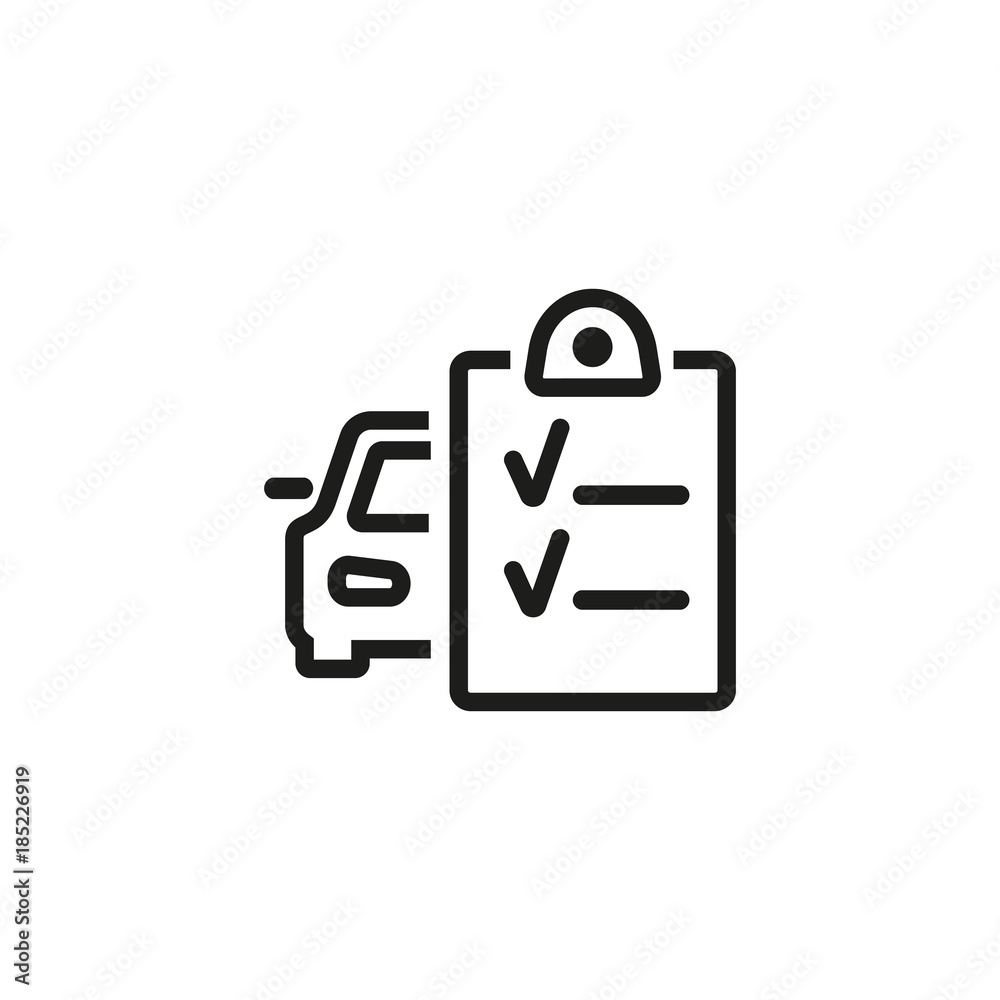 Car and checklist line icon Stock Vector | Adobe Stock