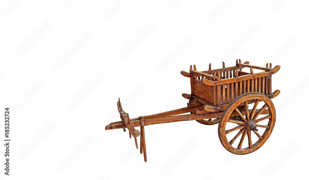 Wooden Bullock Cart on White Background, Clipping Path Stock Photo ...