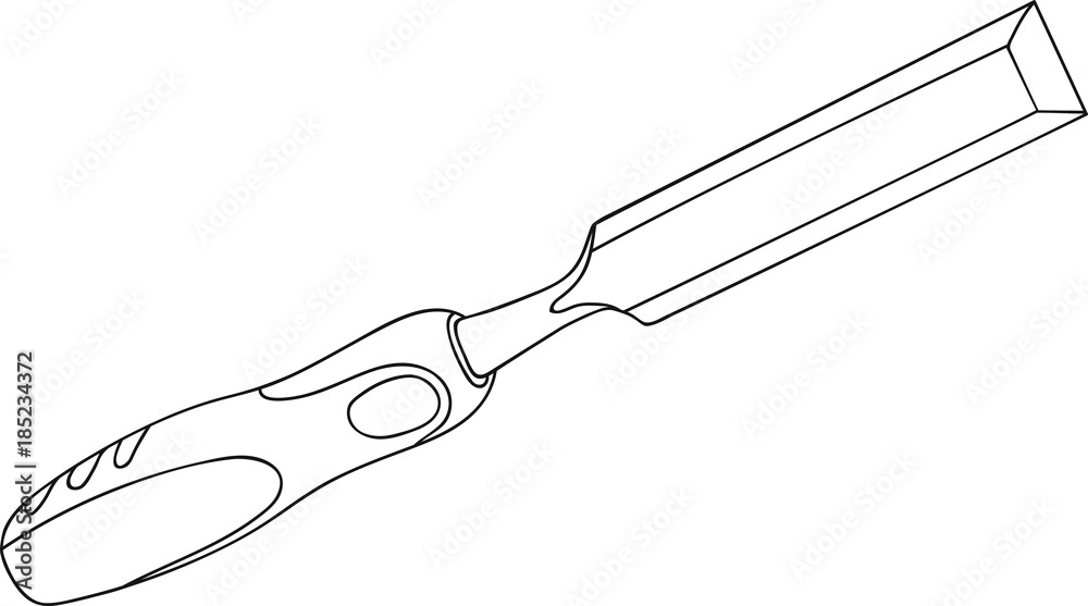 Line Art Vector Illustration Handtool Chisel Coloring Page Icon Logo
