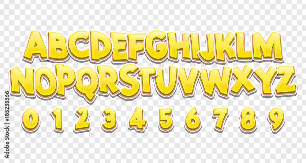 Comic lettering font 3d. Vector alphabet.Hand Lettering script font ...