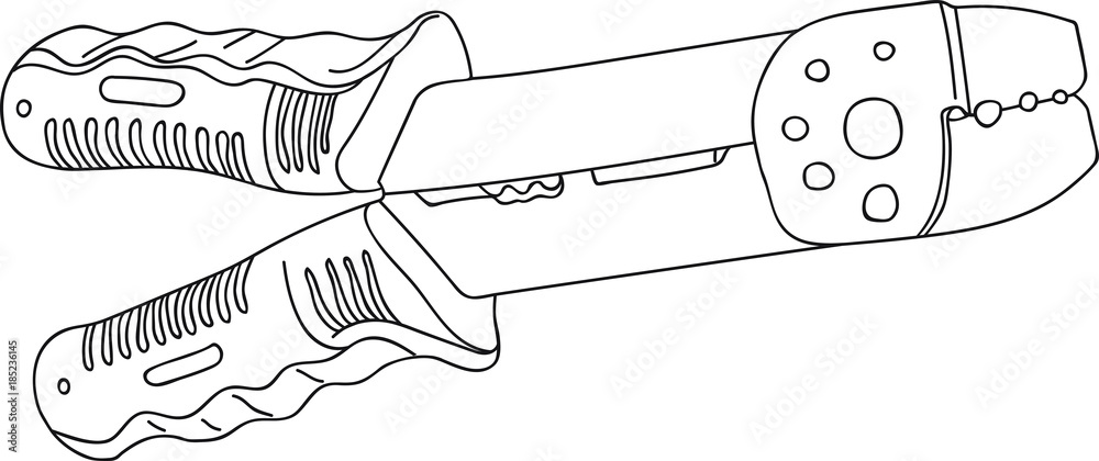Line Art Vector Illustration Handtool Wire Stripper Coloring Page Icon ...