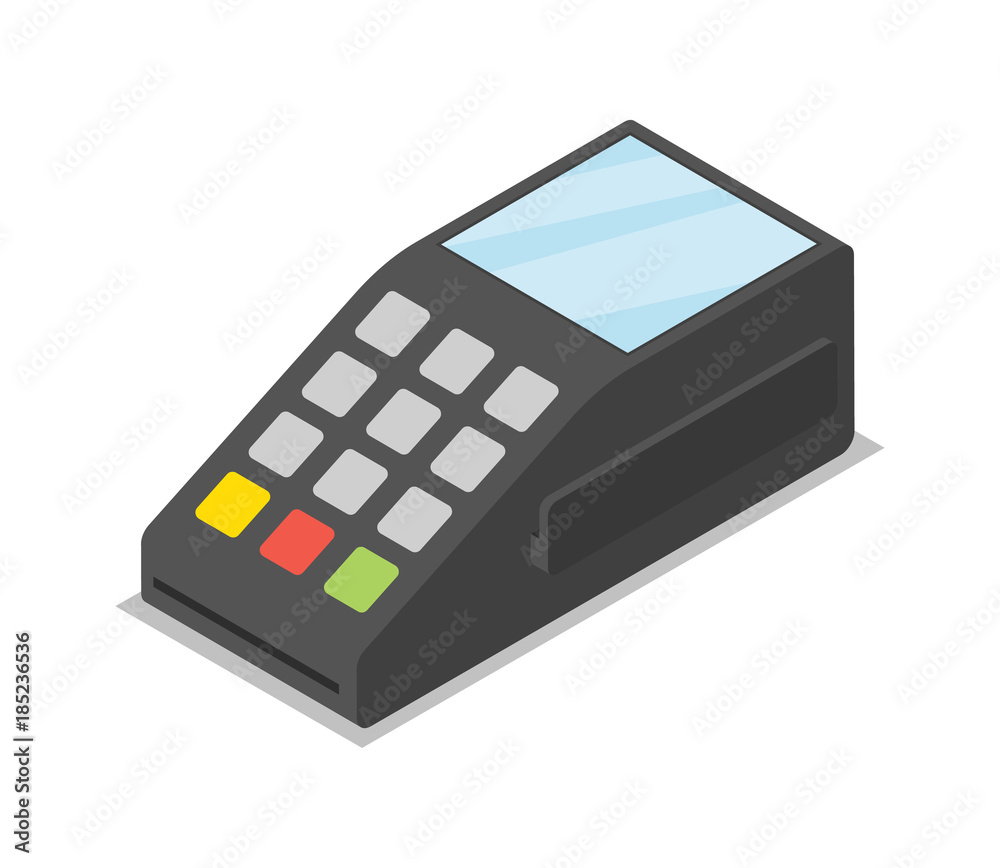 Credit card POS terminal isometric 3D icon. Supermarket shopping symbol ...