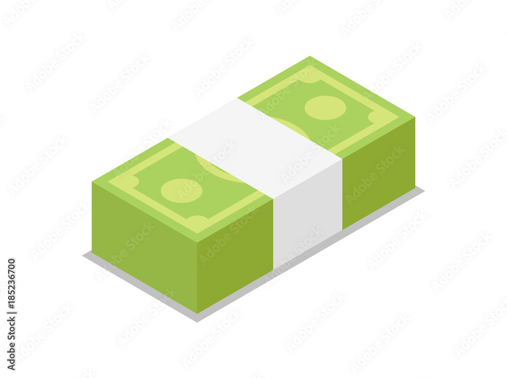 Cash bundle isometric 3D icon. Money success symbol, financial and ...