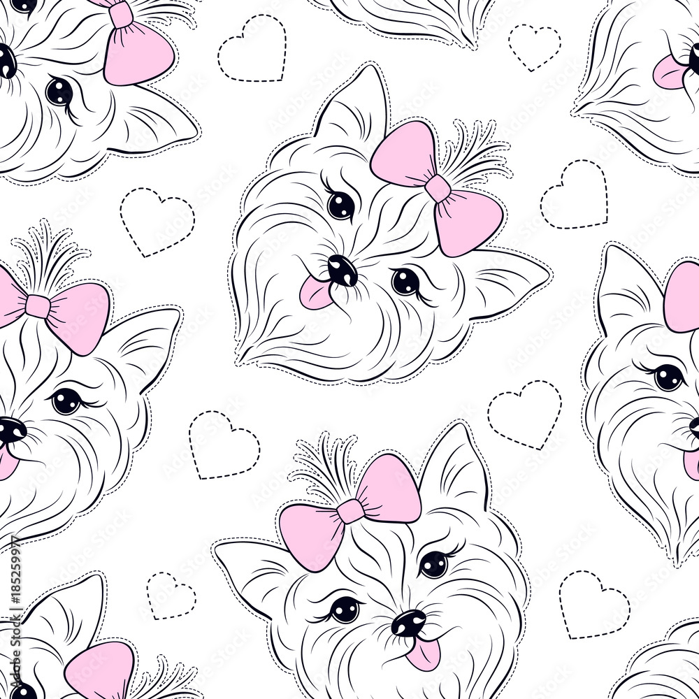 pattern with head of dog Stock Vector | Adobe Stock