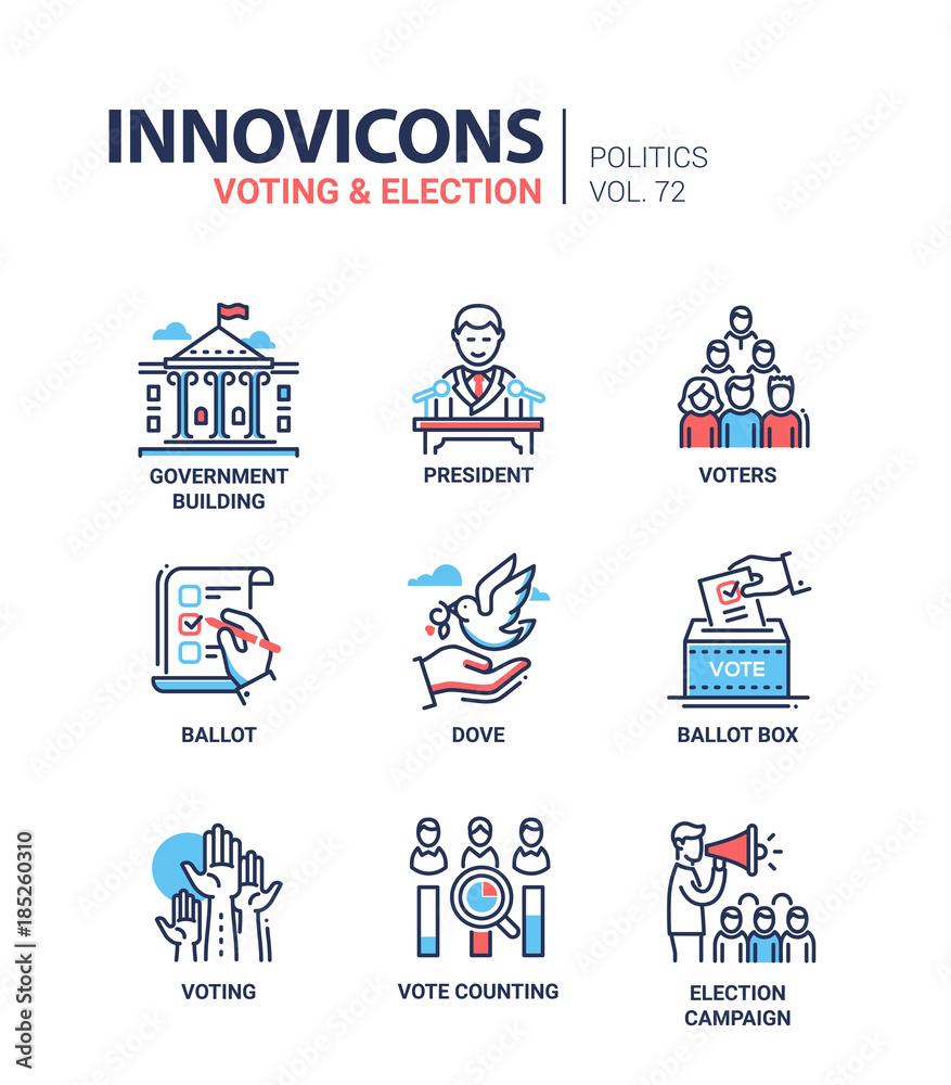 Voting and election - set of modern thin line design icons Stock Vector ...