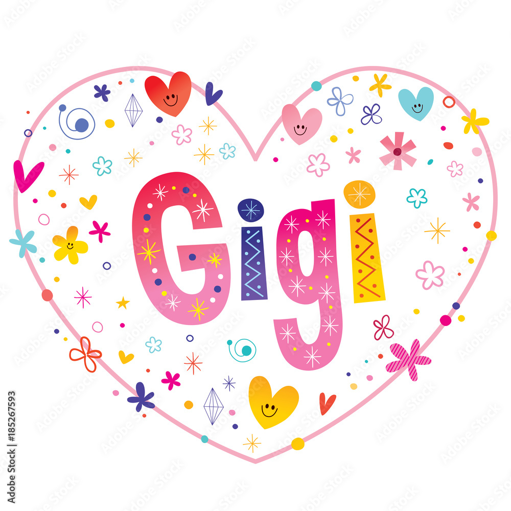 Gigi girls name decorative lettering heart shaped love design Stock ...