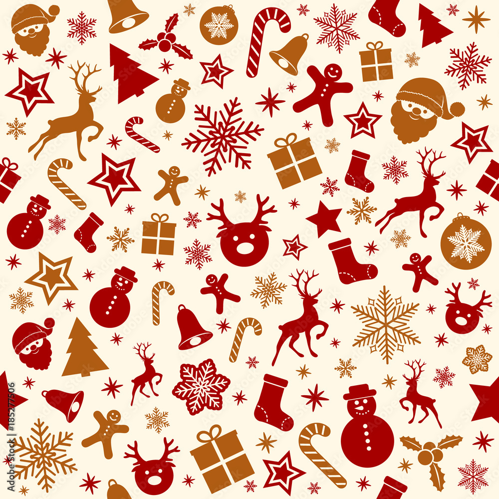 Christmas wrapping paper with ornaments. Vector. Stock Vector | Adobe Stock