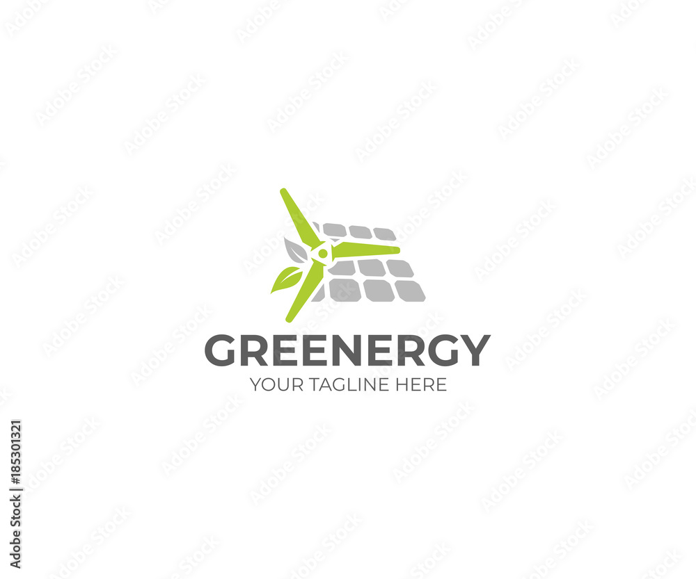 Renewable Energy Logo Template. Windpower and Solar Panel Vector Design ...