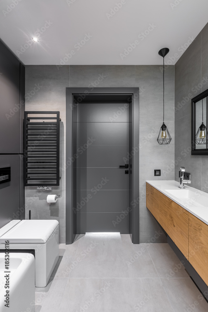 Cubic toilet in bathroom Stock Photo | Adobe Stock