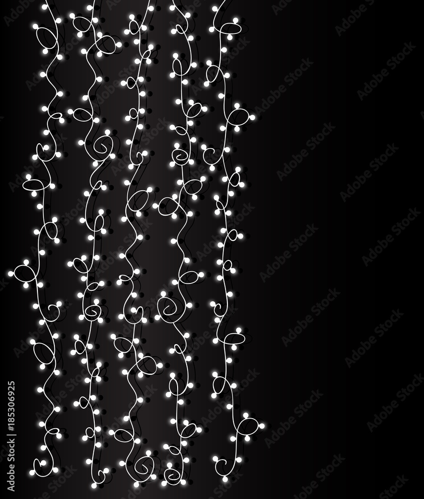 White Christmas Lights Black Background