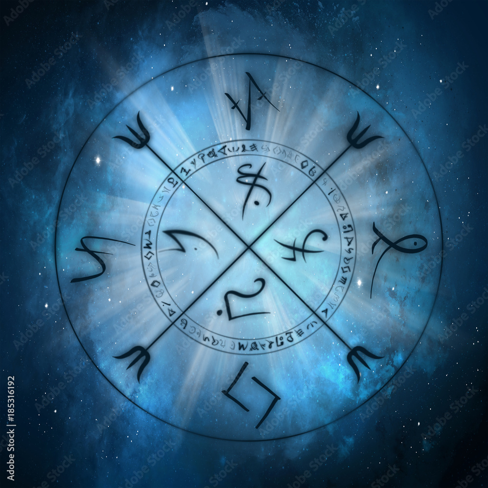 Bright Space background with Arcane Symbol. Stock Illustration | Adobe ...