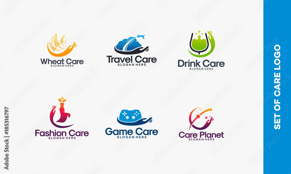 Collection of Care logo designs vector, Set of Health logo designs ...