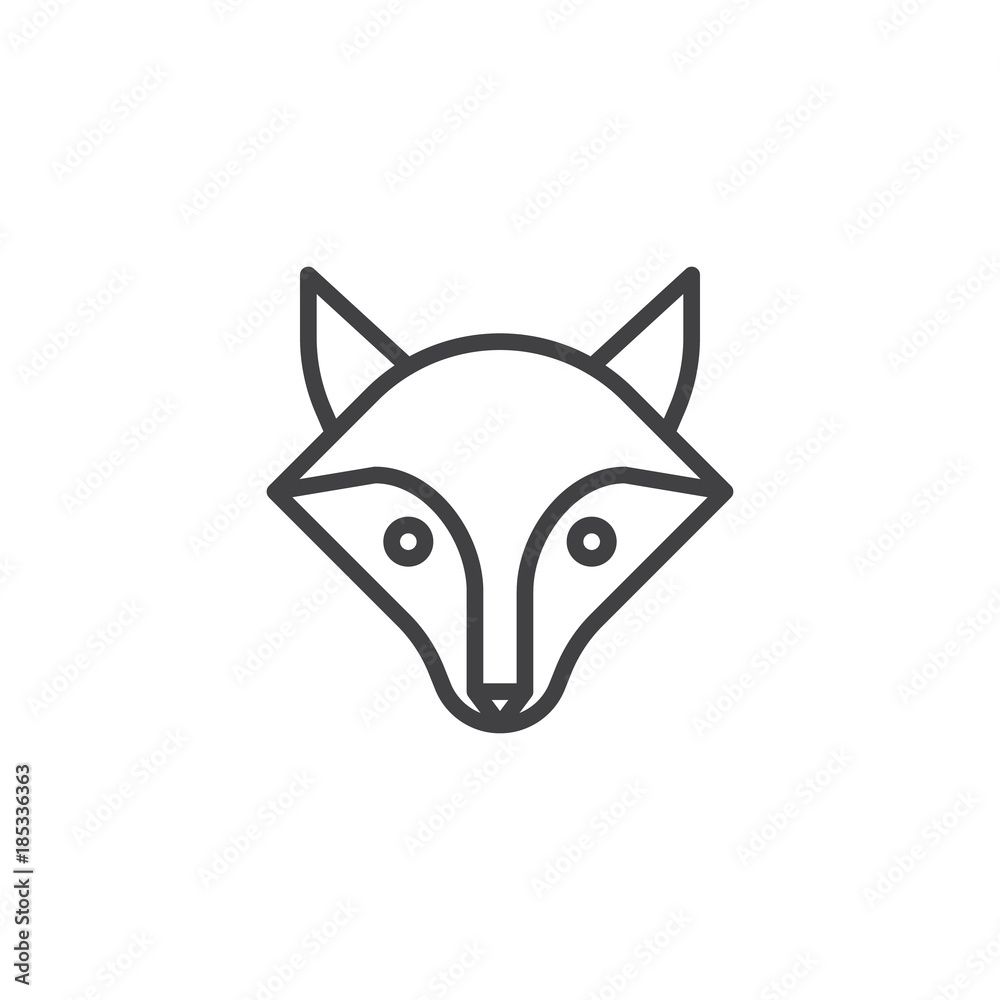Fox head line icon, outline vector sign, linear style pictogram ...