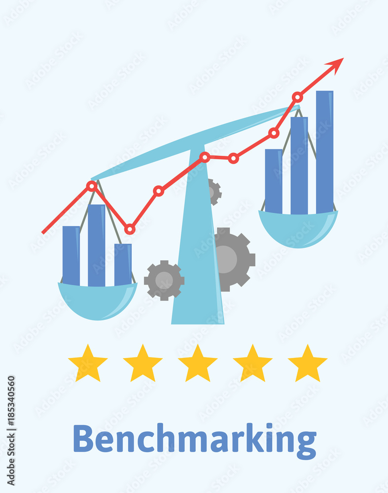 Benchmarking concept illustration. Comparing one's business processes ...
