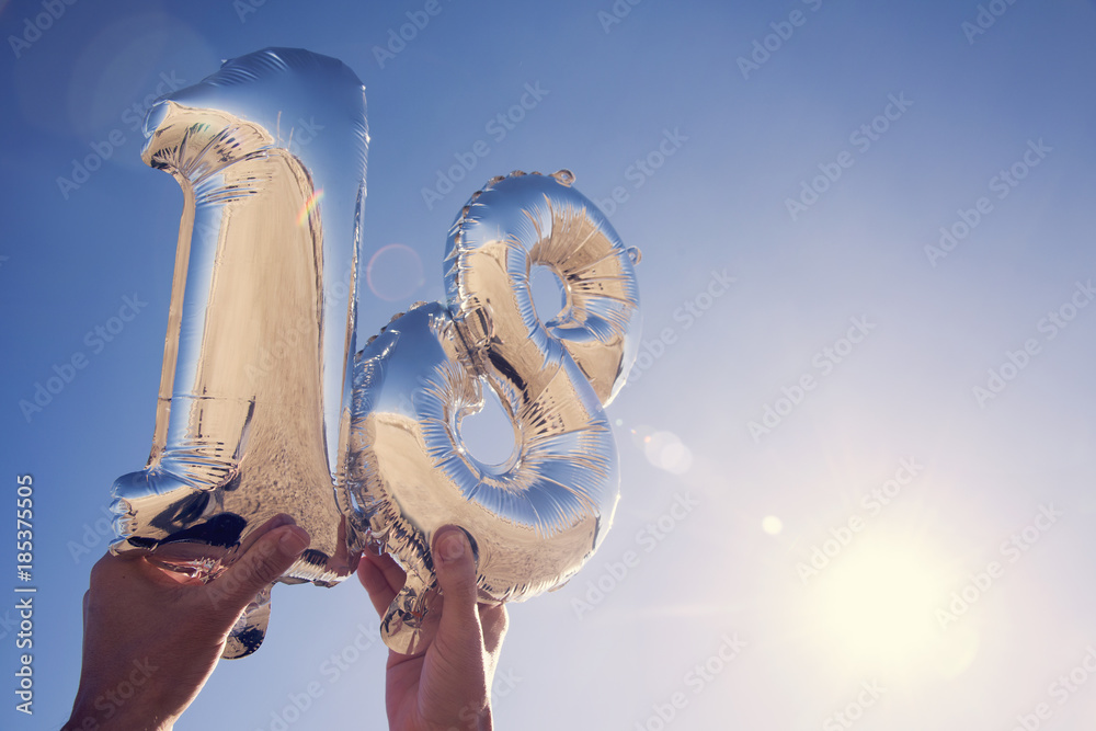 number-shaped balloons forming the number 18 Stock Photo | Adobe Stock