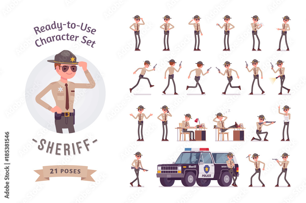 Sheriff ready-to-use character set Stock Vector | Adobe Stock