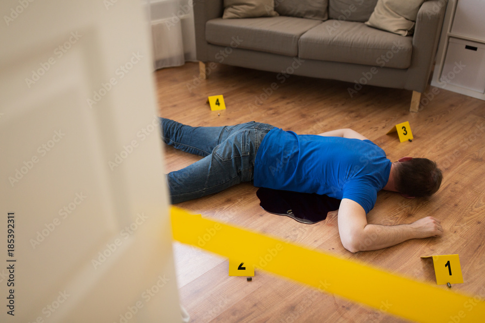 dead man body in blood on floor at crime scene Stock Photo | Adobe Stock dead man body in blood on floor at crime scene Stock Photo | Adobe Stock