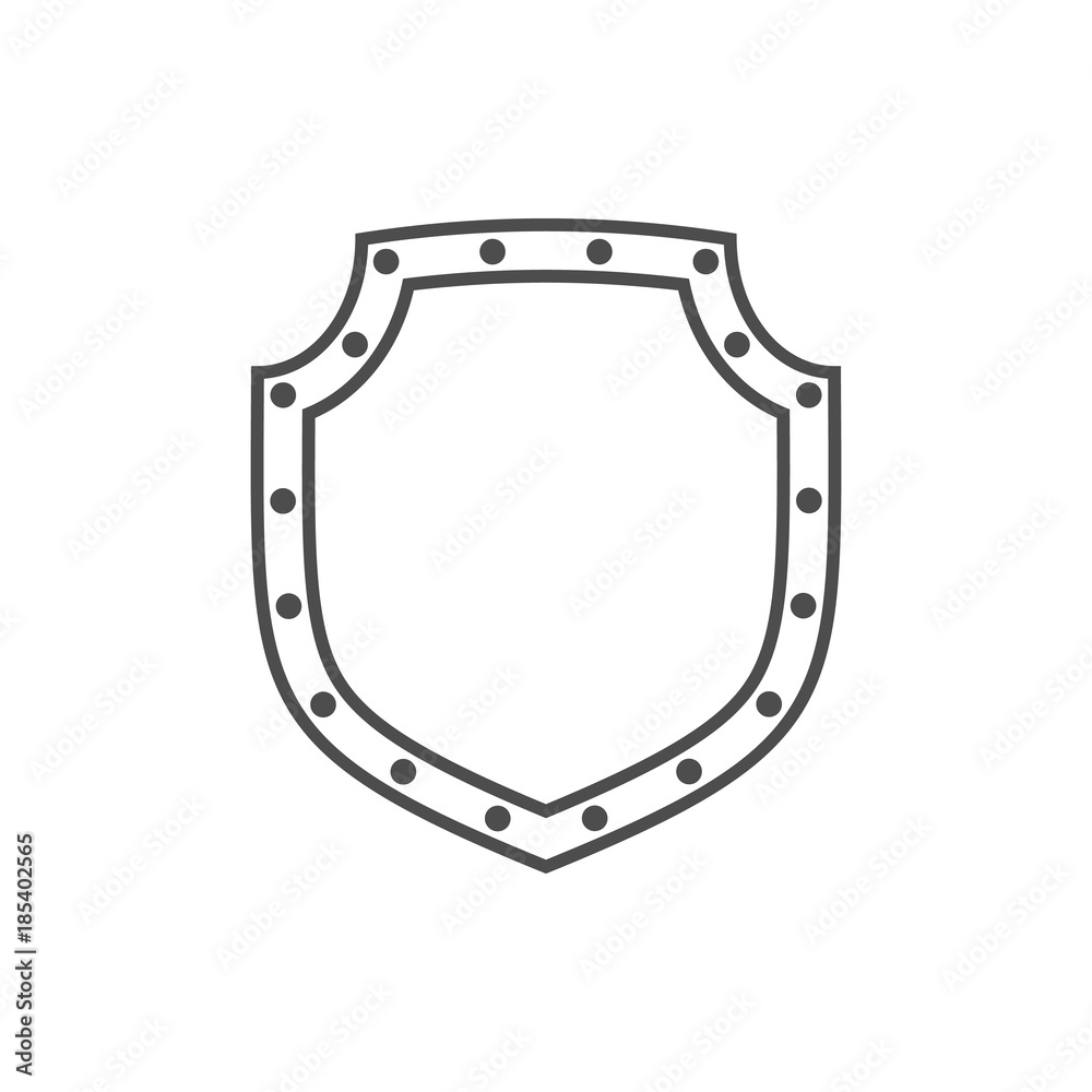 Shield shape icon. Black silhouette sign isolated on white background ...