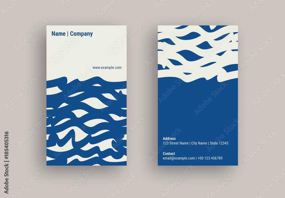 Business Card Layout with Wavy Line Design Elements Stock Template ...